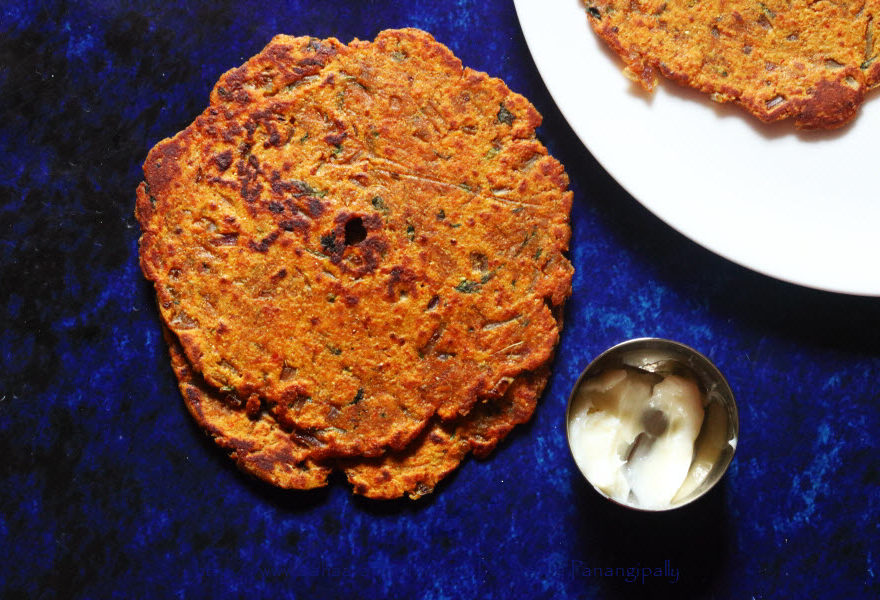 Vangyache Thalipeeth | Roasted Eggplant & Jowar Flatbread